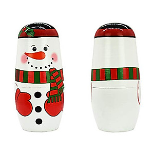 Tphon Nesting Dolls 5pcs Handmade Russian Wooden Matryoshka Dolls Cute Cartoon Pattern Nesting Doll Toy Stacking Doll Set for Kids Christmas and Birthday (02 Snowmen)