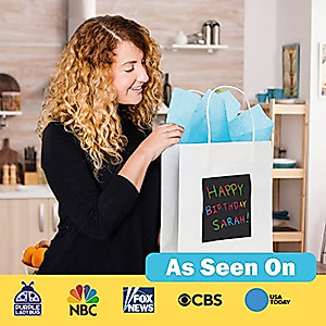 PURPLE LADYBUG 7 White Gift Bags with Handles & Scratch Panel for Messages - Unique Easter Gift Bags Medium Size, Wedding Gift Bag with Tissue Paper, Party Gift Bags, & Small Gift Bags Bulk