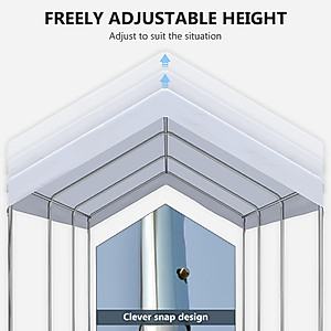 Outsunny 10' x 20' Party Tent and Carport, Height Adjustable Portable Garage, Outdoor Canopy Tent 8 Legs Without Sidewalls for Car, Truck, Boat, Motorcycle, Bike, Garden Tools, White