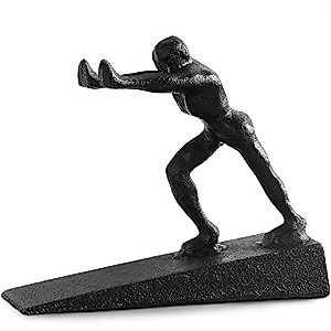 Iron Man Statue Heavy Duty Door Stopper - Decorative Door Stopper Cute Cast Iron Door Stopper Home Decor Black Door Stops with Handle Metal Draft Stoppers - Home Office Door Stops for Bottom of Door