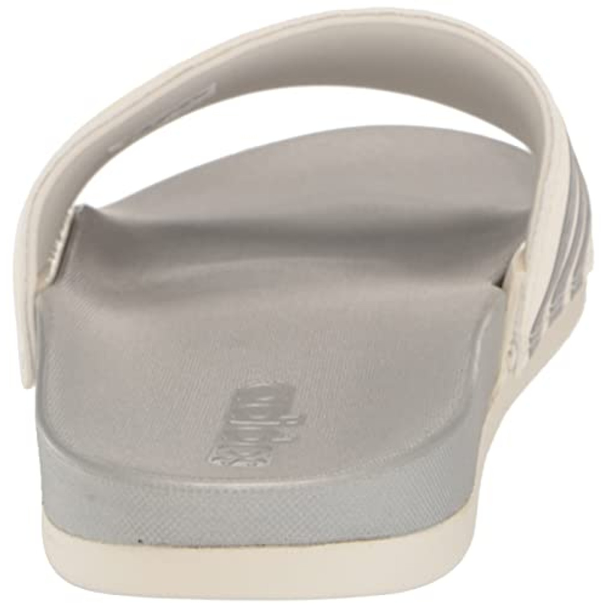 adidas Women's Adilette Comfort Slides Sandal, Chalk White/Chalk White/Matte Silver, 7
