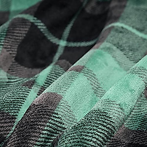 LALIFIT Sherpa Throw Blanket Soft Plush Reversible Green Black Plaid Flannel Blankets Fuzzy Warm Bed Blanket for Sofa Couch Christmas Halloween Farmhouse Home Decorate 50" x 60" (Green Plaid)