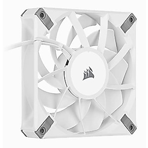 Corsair AF120 Elite, High-Performance 120mm PWM Fluid Dynamic Bearing Fan with AirGuide Technology (Low-Noise, Zero RPM Mode Support) Single Pack - White