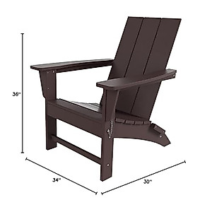 WO Home Furniture HDPE Adirondack Chair Folding Poly Lumber All Weather UV/Fade Resistant Heavy Duty for Patio, Backyard, Balcony, Garden, Lawn (Dark Brown)…