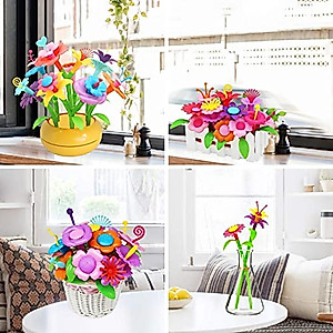 VERTOY Flower Garden Building Toy Set Bundle with Pop Beads Jewelry Making Kit, Best Gift for 3-6 Years Old Girls and Toddlers, Value 2 Packs