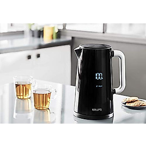 KRUPS BW801852 Smart Temp Digital Kettle: Prepare tea and coffee. Full Stainless Interior and Safety Off, 1.7-Liter, Black