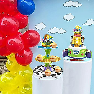 Cartoon Story Cupcake Stand 2nd Cardboard Cake Stand Dessert Tower Holder for Toy Theme Birthday Decoration Baby Shower Party Supplies