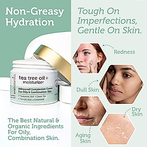 Era Organics Tea Tree Cream Face Moisturizer for Oily Skin - Advanced 7X Balancing Oily Skin Moisturizer - Non-Greasy Moisturizer - Tea Tree Oil for Skin