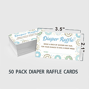 JCVUK Baby Shower Games, 1 Diaper Raffle Standing Sign with 50 Diaper Raffle Tickets,Donut Love Theme Babyshower Party Decorations and Supplies For Boys or Girls(LBLK-B08)
