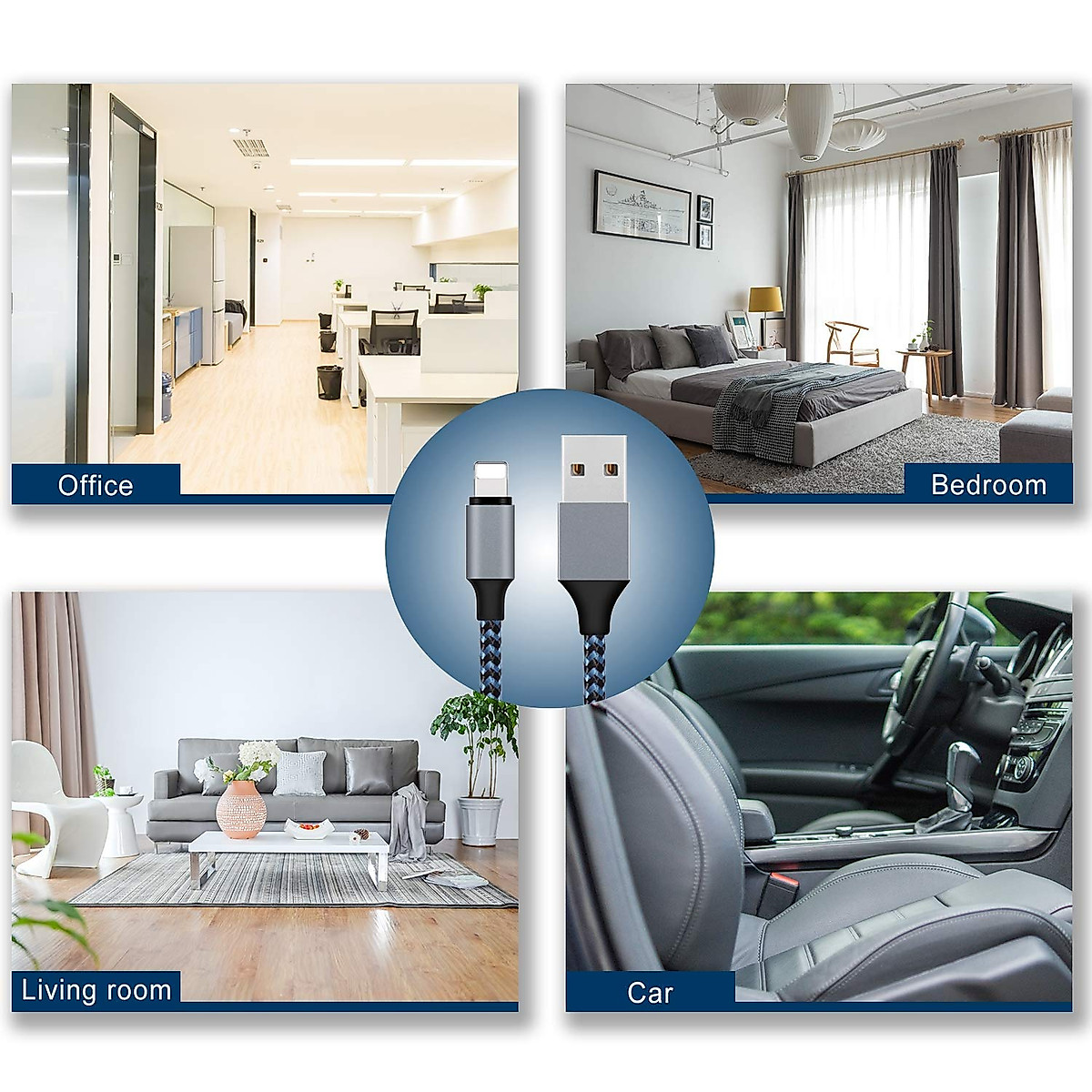 Atill iPhone Charger 10FT iPhone Charger Cable Nylon Braided Charging Cord Compatible iPhone 14/13/12XR XS XSMax X 8 8 Plus 7 7 Plus 6 6s Plus SE 5 5s 5c (Blue), 3 Pack