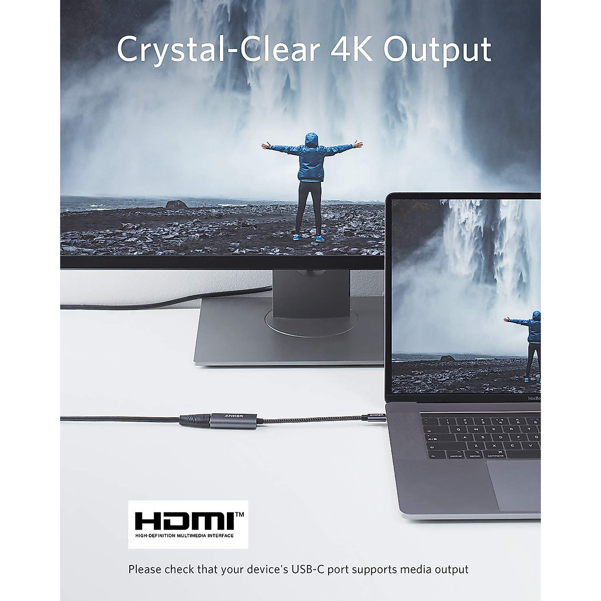 Anker 8K@60Hz HDMI Cable, Ultra High Speed 4K@120Hz 48Gbps 6.6 ft USB C to HDMI Adapter (4K@60Hz), 310 USB-C Adapter (4K HDMI)