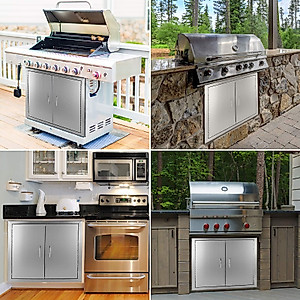 BBQ Future Outdoor Kitchen Access Doors 24W x 24H, Grill Double Door Brushed Stainless Steel Storage Cabinet for Grilling Station & BBQ Island