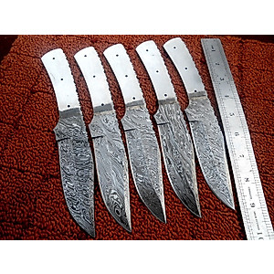 LOT OF 5 PIECES HAND FORGED DAMASCUS STEEL FULL TANG KNIFE BLANK BLADE KNIFE MAKING SUPPLIES