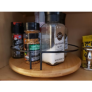Lawei 10 Inch Lazy Susan Turntable, Bamboo Spinning Spice Rack Holder Kitchen Cabinet Counter Rotating Condiments Organizer for Spice Condiment Baking