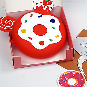 CONTRACONTACT Sweet Kids Purse Donut Bag in Boxes as Gift, Donuts Purses as Kids Toys for Age 3 4 5 Year Old, Doughnut Crossbody as Trendy Stuff (Donut Red)