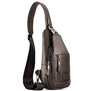 YUAN FAN Small Leather Sling Bag for Men,Travel Chest Crossbody Shoulder Outdoor Sports Backpack