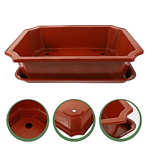 GANAZONO Plant Pots Flowerpot Bonsai Training Pots Rectangular Planter Pots Plant Growing Pots Plants Growing Planter with Drainage Tray Gardening Bonsai Container Hanging Planter