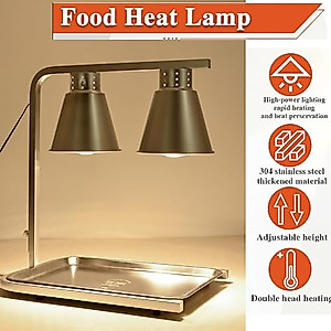 vhdurike Heat Lamp Food Warmer, Electric Food Warmer Light with Food Pan, Commercial Gold Food Heat Lamp, Food Warmer Lamp for Home, Restaurant