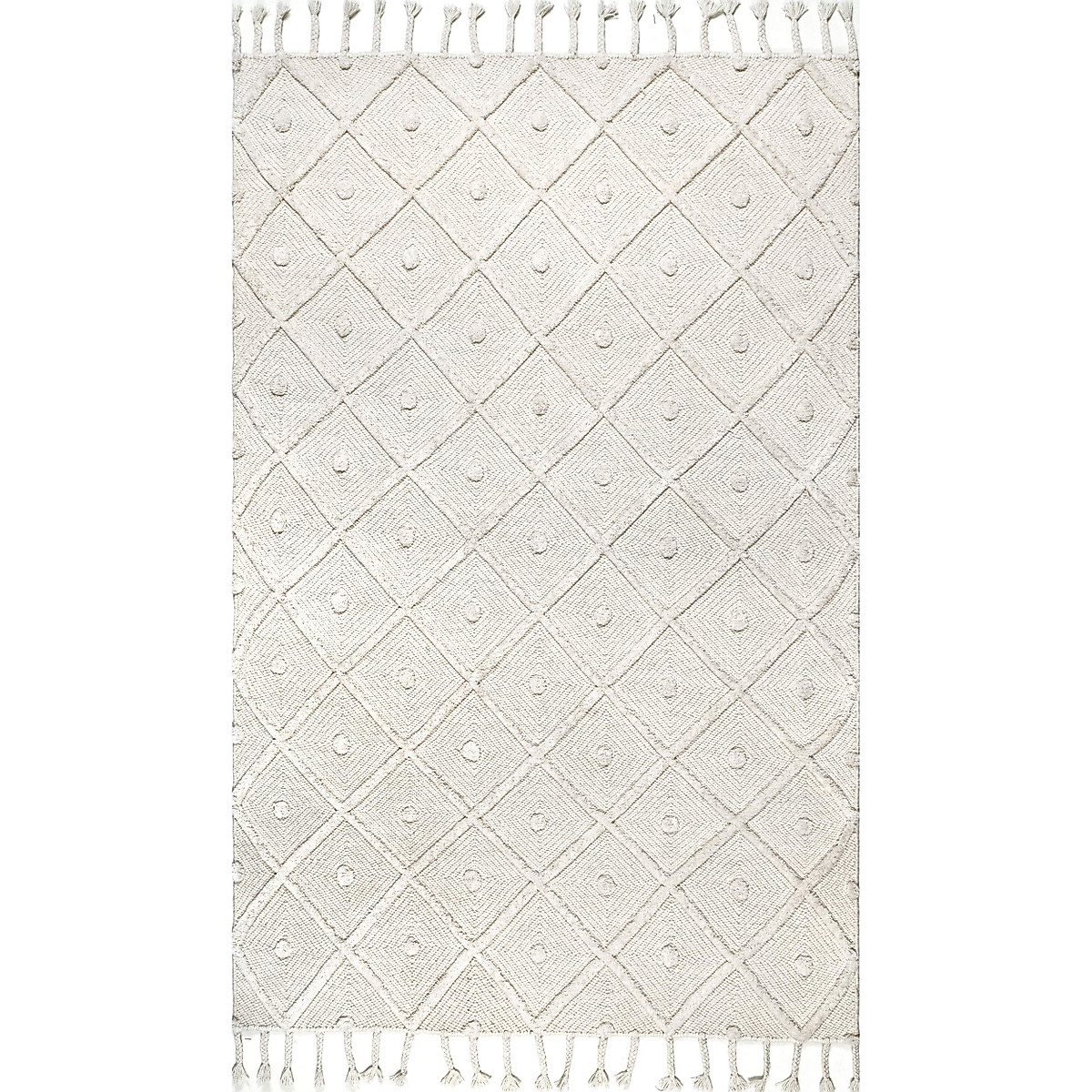 nuLOOM Jinny Moroccan Wool Tasseled Area Rug, 5x8, Ivory