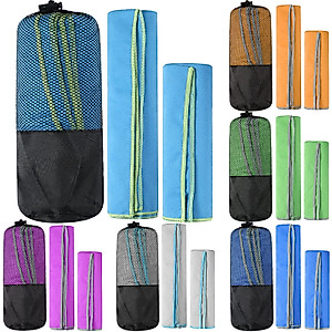 Oudain 6 Set Quick Dry Towel 12 Pack Fast Drying Towels 2 Size Microfiber Travel Towels Absorbent Compact Dry Towel for Camping Hiking Swim Beach Gym Yoga with Mesh Bag