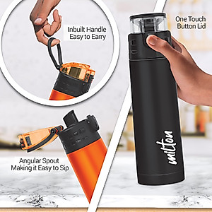 Milton Atlantis 900 Thermosteel Hot and Cold Water Bottle, 1 Piece, 750 ml, Black | Leak Proof | Easy to Carry | Office Bottle | Hiking | Trekking | Travel Bottle | Gym | Home | Kitchen Bottle
