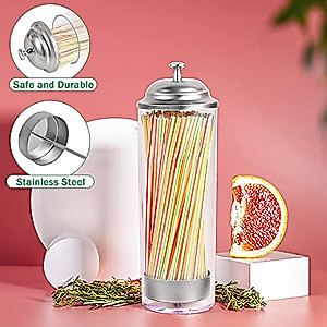 Elesunory Plastic Straw Dispenser with 100 Pcs Straws - Organize Counter
