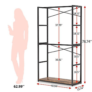 Tribesigns Free Standing Closet Organizer, Garment Clothes Racks with Storage Shelf and Double Hanging Rod, Metal Heavy Duty Wardrobe Closet Storage Clothing Shelving for Hanging Clothes