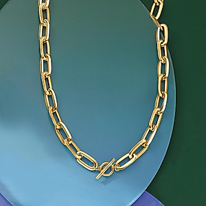 Ross-Simons Italian 14kt Yellow Gold Paper Clip Link Toggle Necklace. 16 inches