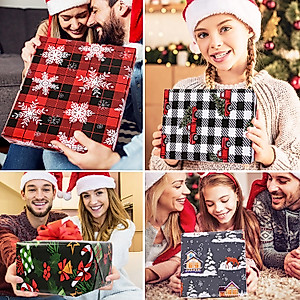 BOLIANNE Christmas Wrapping Paper for Kids Men Women - Xmas Holiday Gift Wrap with Buffalo Plaid, Trucks, Snowflakes, Reindeer for Party - 8 Large Sheets, Vintage Design, 27 x 37 Inch, High Gloss