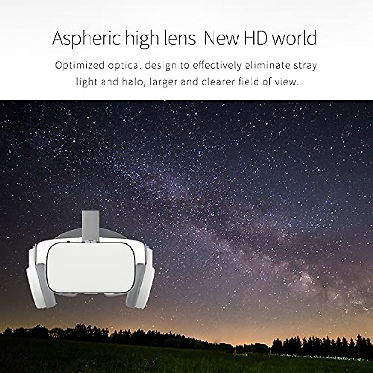 Virtual Reality Headset for Phones VR Headset with Remote Control 3D Glasses for Movies & Games Bluetooth VR Glasses with Wireless Headset for iPhone/ Samsung Compatible for iOS / Android (White)