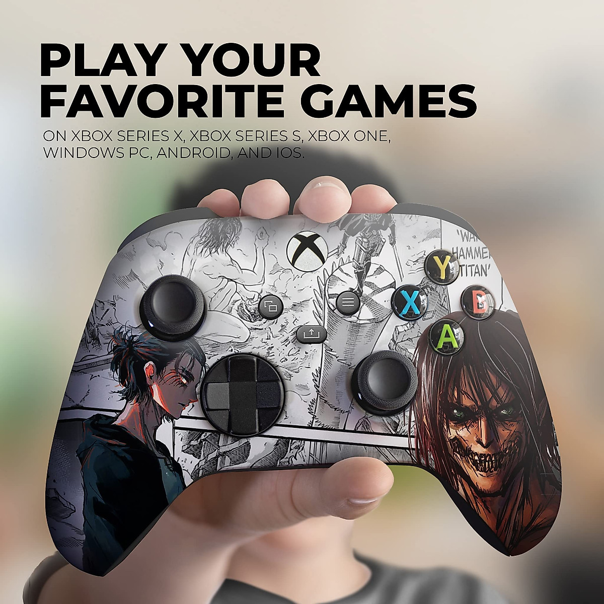 DreamController Attackk On Titan Custom X-box Controller Wireless compatible with X-box One/X-box Series X/S Proudly Customized in USA with Permanent HYDRO-DIP Printing (NOT JUST A SKIN)