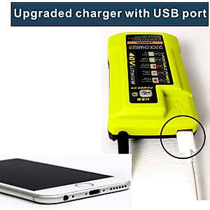 OP403 USB Port Battery Charger Replacement for Ryobi 40 Volt Battery Charger P401A OP403 OP403A OP404A OP400 OP401 OP400A OP406A, Compatible with Ryobi 40 Volt li-ion Battery OP40401 OP4040A OP1020A