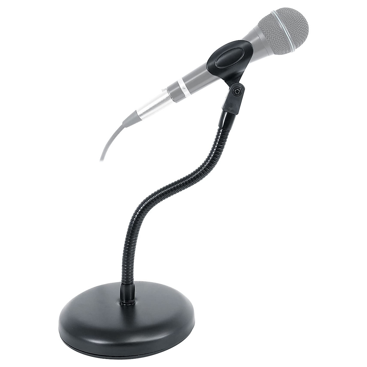 Rockville RDMS7 Desktop Mic Stand w 11.8" Gooseneck+Weighted Base+Webcam Adapter