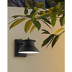 John Timberland Danbury Farmhouse Industrial Rustic Outdoor Barn Light Fixture Black LED Dusk to Dawn 6" for Exterior Deck House Porch Yard Patio Outside Garage Front Door Garden Home Roof