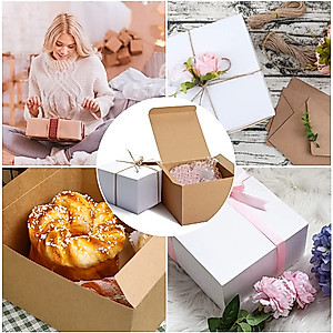 Starrky Kraft Paper Gift Boxes, 12PCS Kraft Paper Present Packaging Boxes 8 x 8 x 4 Inches Kraft Cardboard Gift Boxes for Valentine's Day Christmas Bridesmaid Proposal Birthdays Weddings Crafting