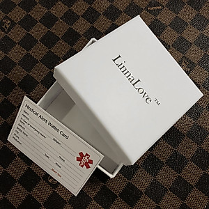 LinnaLove Medical Alert Bracelets for Men Women Titanium Black Medical id Bracelets with Engraving Personalization