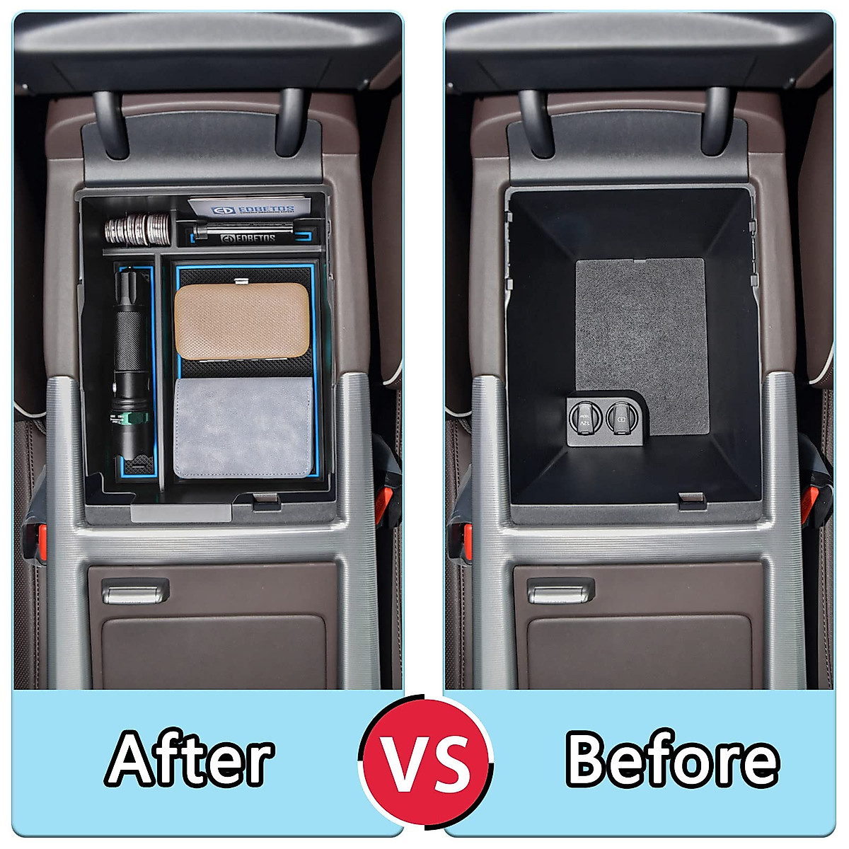 EDBETOS Center Console Organizer Compatible with Hyundai Palisade 2023 2024 Accessories Insert Tray Interior Secondary Armrest Storage Glove Box Divider ABS Material, (Not for 2020-2022), Blue Trim