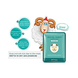 BIOAQUA Animal Face Mask Sheet Enriched with Natural Serum for Radiant and Nourished Skin At Home Spa Moisturizing Facial with Fun Animal Characters: Panda Tiger Sheep Dog (4 Sheets Variety Pack)