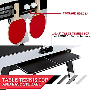 Air Hockey Game Table with Table Tennis Top Set ESPN 72 inch Power Play 2 in 1 for Kids & Adults Arcade Style LED Electronic Scorer Includes Accessories 2 Pushers & 2 Pucks, for Game Room Garage White