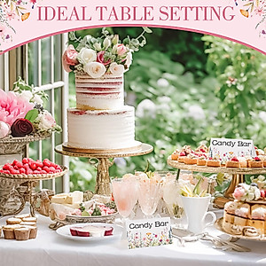 Dunzoom 100 Pcs Floral Place Cards 3.5" x 2" Wildflower Tented Cards Name Cards Blank Table Name Sign for Wedding Baby Shower Party Banquet Table Setting Supplies