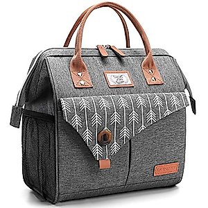 Lekesky Lunch Bag for Women Insulated Lunch Box Leakproof Lunchbox for Adult Work, Grey