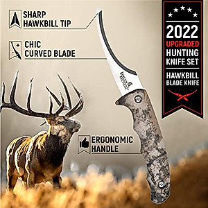 LANCERGEAR Field Dressing Kit Hunting Knife Set, Portable Hunting Accessories for Men, Hunting Stuff, Hunters, for Hunting, Survival, Fishing, Camping