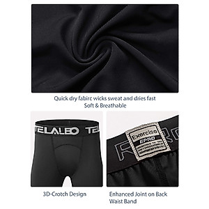 TELALEO 3/4 Boys Youth Compression Leggings Tights Base Layer Sports Running Capris Kids for Workout Training 3PACK S