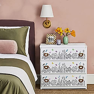 Large 16x12 Inch Wildflower Stencil for Painting on Wood, Canvas - Reusable Drawing Stencils for Crafts, Wall, Art, Furniture - Wildflower Stencil - Floral Stencils