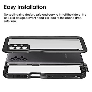 Samsung Galaxy A23 5G Waterproof Rugged Case - Built-in Screen Protector, Dustproof, Shockproof, Heavy Duty Protection (Black)