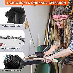 Mini Chainsaw, 4-Inch Portable Cordless Chain Saw with 24V 2pcs Rechargeble Batteries and 2 Chain, One-Handed Electric Chainsaw for Wood Cutting, Branches Pruning, Farming, and Garden Tree Trimming