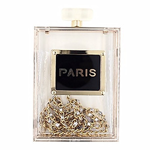 Women Acrylic Transparent Paris Perfume Shape Evening Bags Purses Clutch Vintage Banquet Handbag
