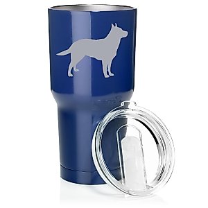 Smooth Body Tumbler Stainless Steel Vacuum Insulated Travel Mug Cup Gift Australian Cattle Dog (30 oz, Blue)