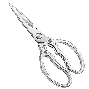 CGBE Kitchen Scissors, Multi-Purpose Kitchen Shears, Heavy Duty Dishwasher Safe Food Scissors, Non Slip Stainless Steel Sharp Cooking Scissors for Kitchen, Chicken, Poultry, Fish, Meat, Herbs-Sliver