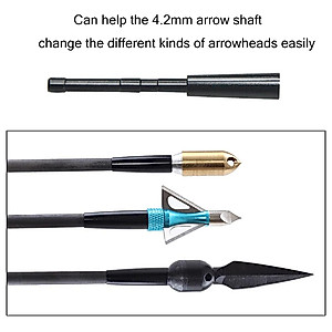 ZSHJGJR Archery Arrow Insert 4.2mm Arrow Connect Arrowhead Points Pipe for DIY Hunting Arrow Accessory 12 Pieces (Black)